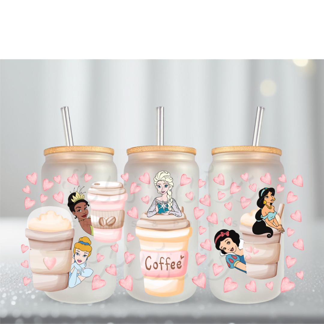 Princesses Hearts Coffee UV DTF Cup Wrap – Sammies Prints